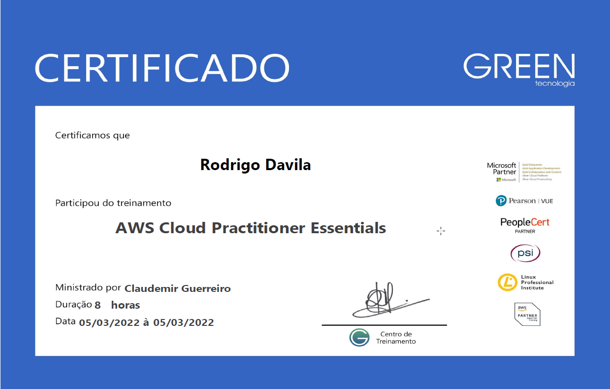 Relação de cursos, certificações e diplomas – LogLan Infraestrutura